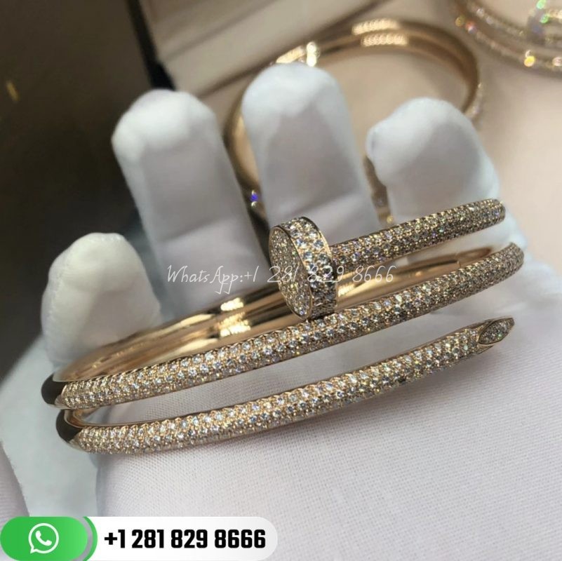 Cartier Juste Un Clou Bracelet 18k Yellow Gold Double Diamond Pave ...