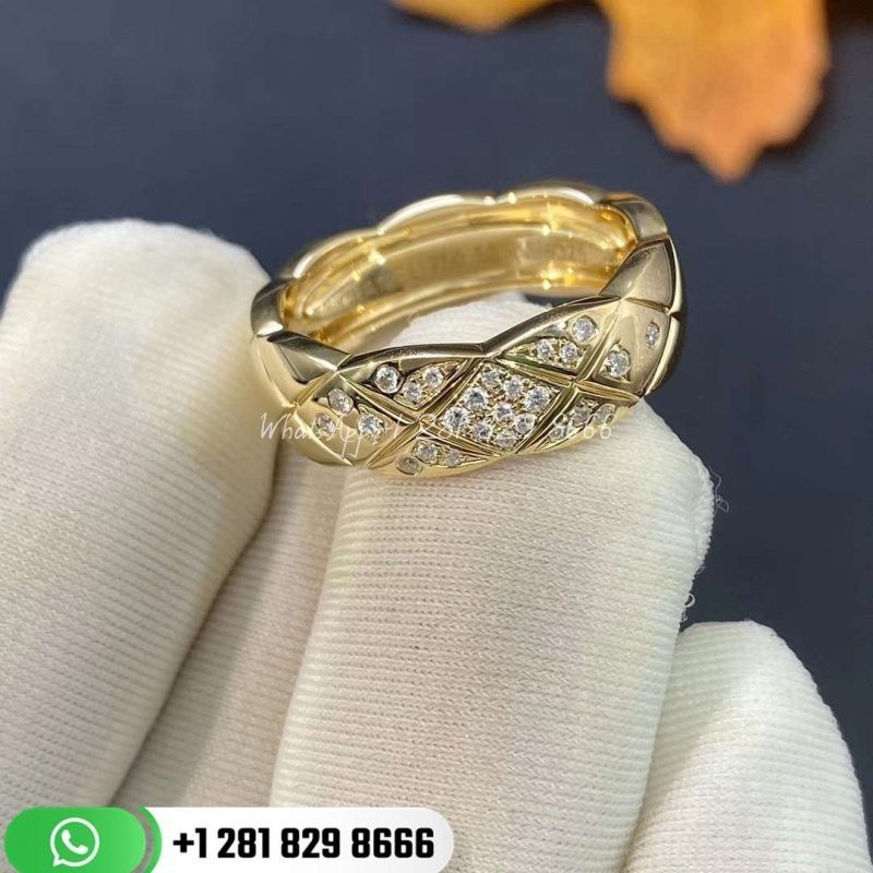 Chanel COCO Crush Ring Quilted Motif Small Version 18k Gold&Diamonds ...