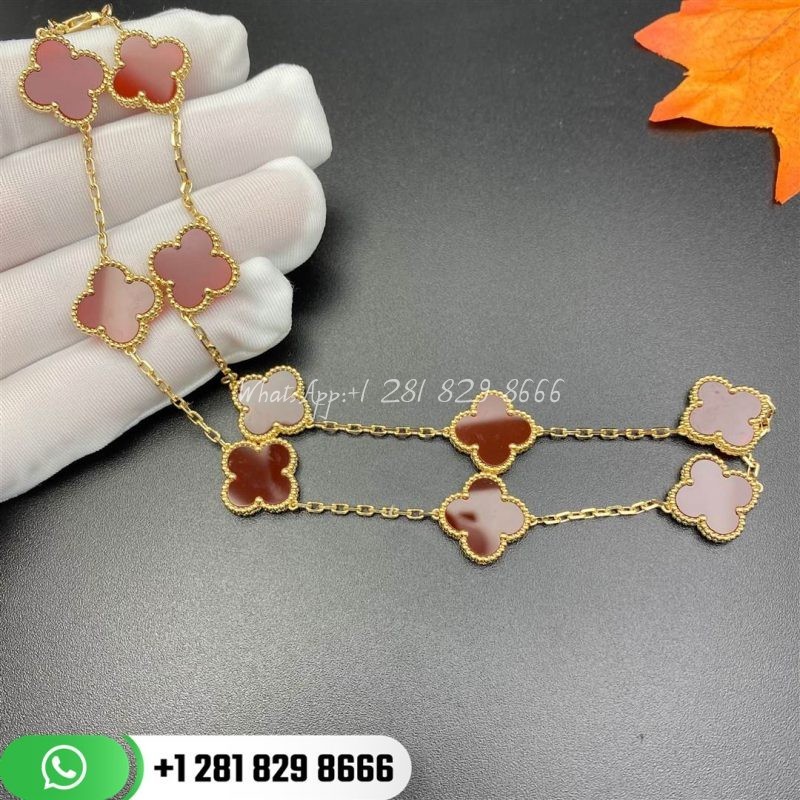 Van Cleef & Arpels Vintage Alhambra Necklace 10 Motifs Carnelian ...