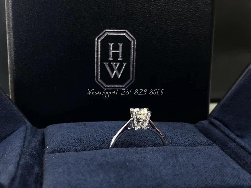 HW Logo Round Brilliant Diamond Engagement Ring | Custom Jewelry – 18K ...