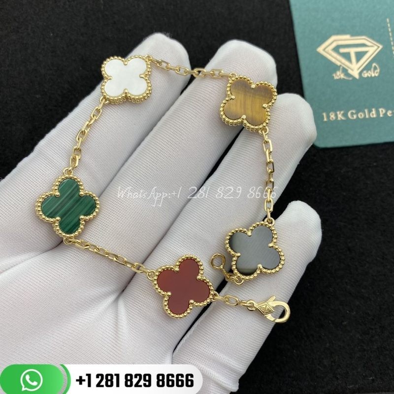 Van Cleef & Arpels Vintage Alhambra Bracelet 5 Motifs | Design – 18K ...