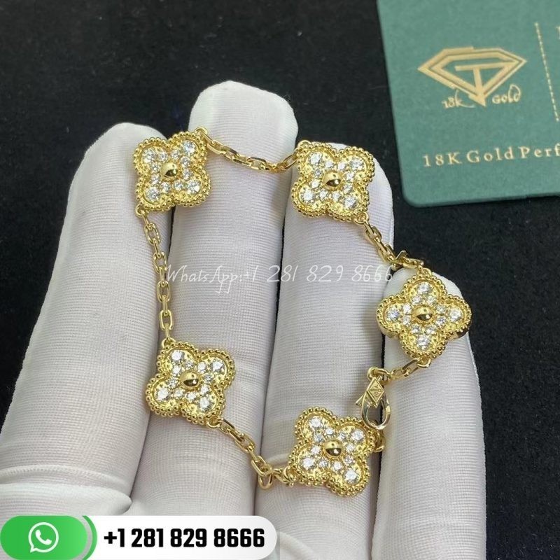 Van Cleef & Arpels Vintage Alhambra Bracelet 5 Motifs Yellow Gold ...