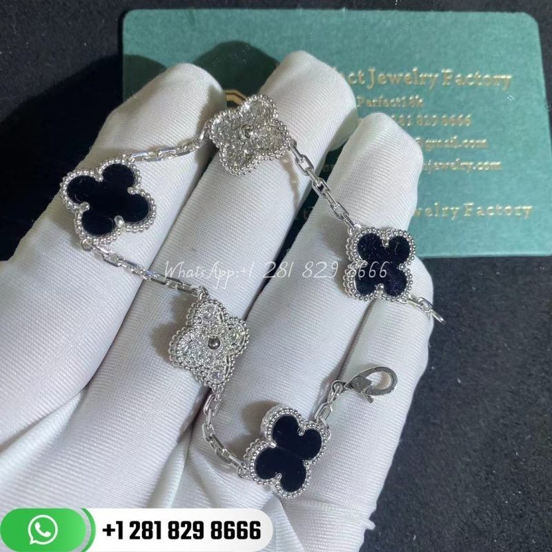 Van Cleef & Arpels Vintage Alhambra Bracelet 5 Motifs White Gold ...