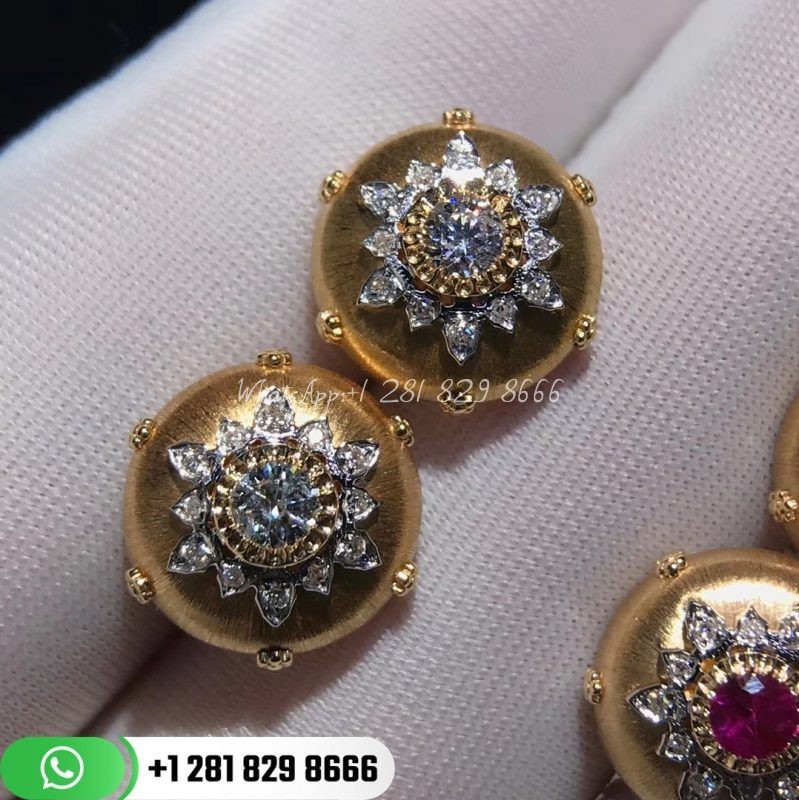 Buccellati Diamond and Yellow Gold Button Earrings | Custom Jewelry ...