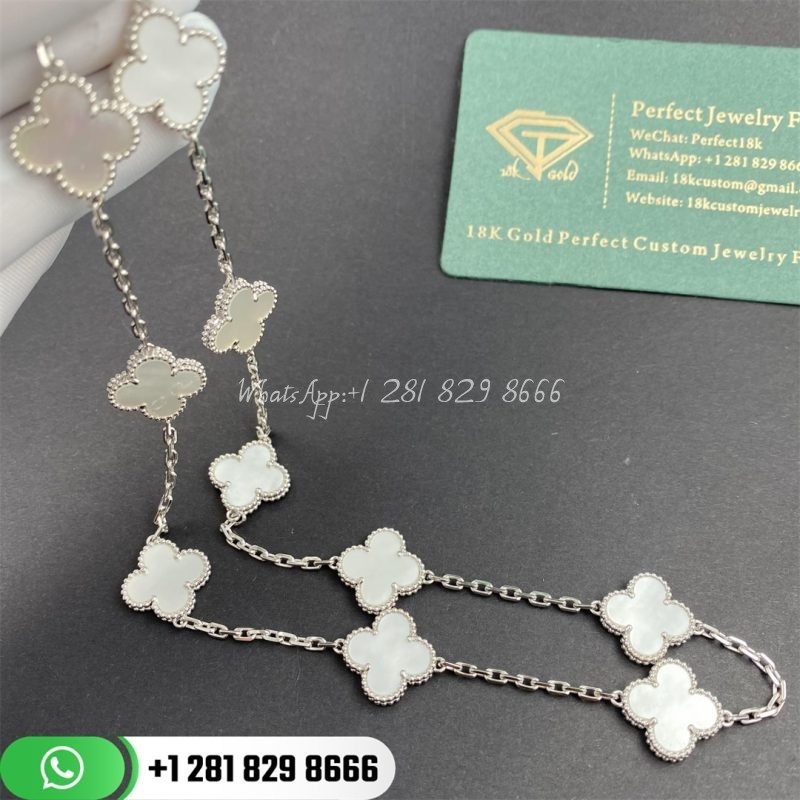 Van Cleef Arpels Vintage Alhambra Necklace White Gold Mother-of-pearl ...